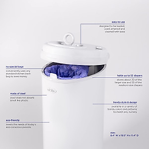 Ubbi Steel Diaper Pail, Odor Locking, No Special Bag Required, Award-Winning, Registry Must-Have, Gray
