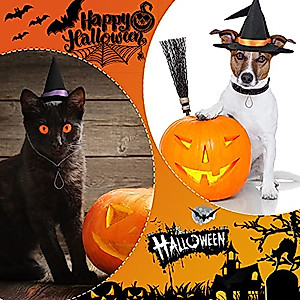 6 Pieces Halloween Cat Witch Hat Puppy Halloween Cosplay Witch Hats with Adjustable Elastic Chin Strap for Pets Cats Small Dogs Cosplay Outfit Halloween Costume Party Decoration Accessories, 2 Styles