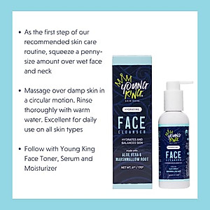 Young King Skin Care Hydrating Face Cleanser | Hydrates and Balances Skin | Plant Based and Vegan Friendly | 6 oz (Pack of 2)