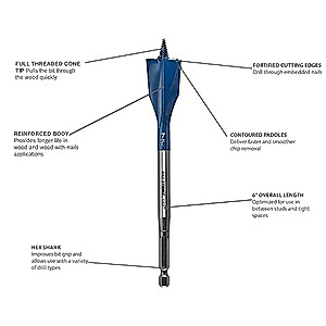 BOSCH NS5003 3-Piece Nail Strike Wood-Boring Spade Bits Assorted Set Optimized for Wood and Wood with Nails