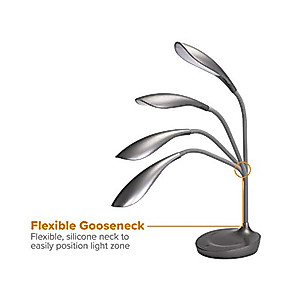 Bostitch Office KT-VLED1502-GRAY Gooseneck LED Desk Lamp with USB Charging Port, Dimmable, Gray