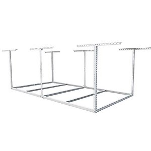 FLEXIMOUNTS 4x8 Overhead Garage Storage Rack without Decking,Garage Storage Organization Systerm,Heavy Duty Metal Garage Ceiling Storage Racks,600lbs Weight Capacity,White