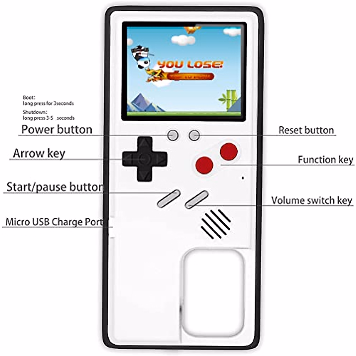 KJArrow Compatible with Samsung Galaxy S21 Game Case with 36 Classic Games, Playable Gameboy Case for Samsung Galaxy S21 White