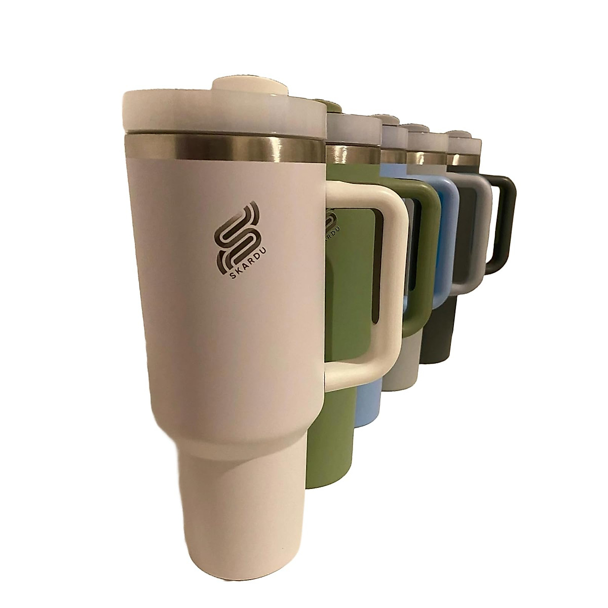 Skardu Insulated 40oz Stainless Steel Tumbler with Handle, Straw, and 2-in-1 Lid, Travel Mug (bayleaf green)