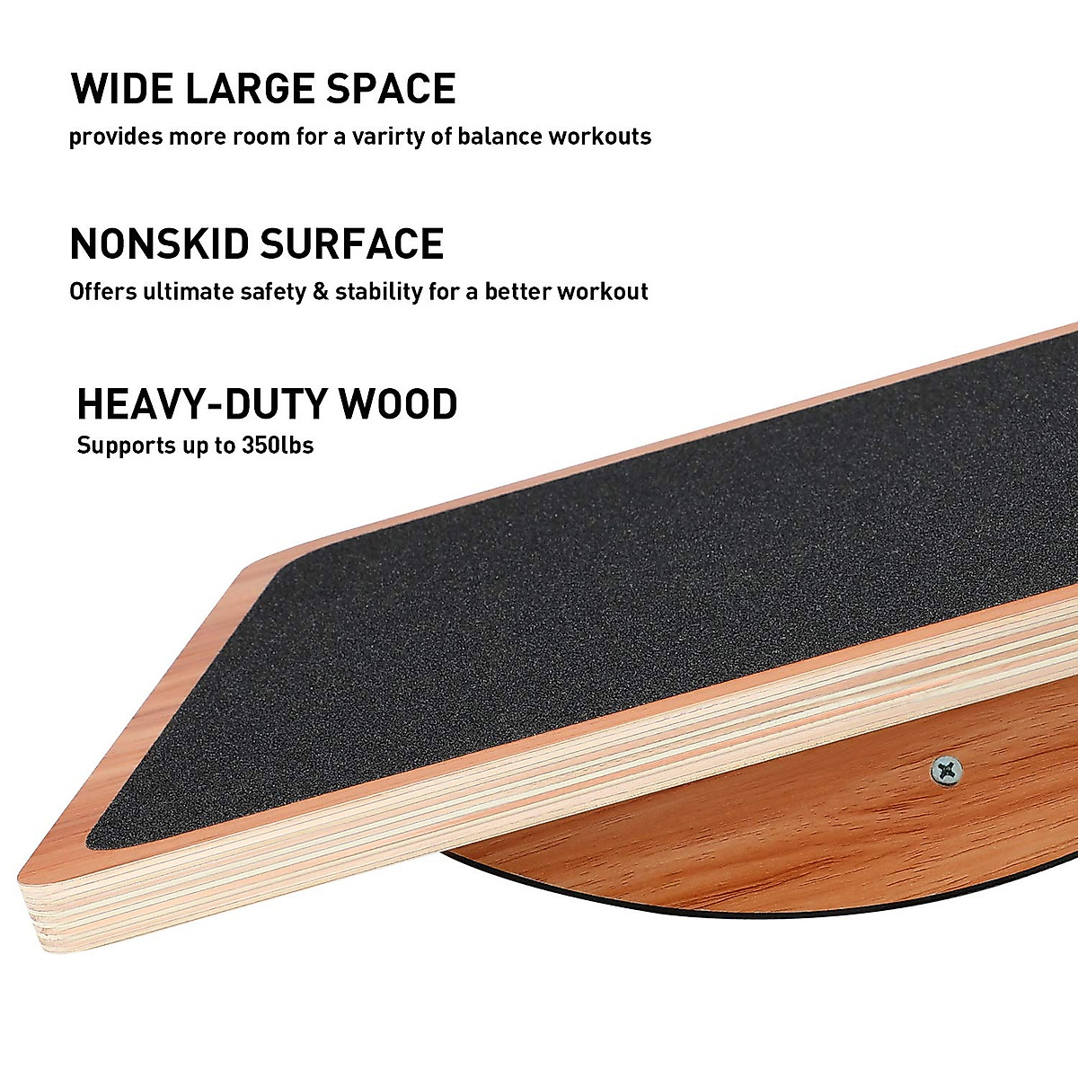 P&BEXC Wood Wobble Exercise Balance Board | Professional Rocker Balance Board for Physical Therapy,Balancing Board Under Desk,Anti-Slip Roller Board,Satablility and Portable Rocker Board