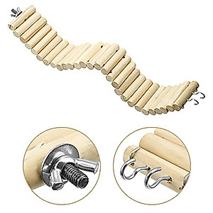 Wooden Pet Ladder Bridge 2 Pieces Soft Animal Bridge Toy Bendable Cage Habitat Toy for Hamster Mouse Chipmunk and Other Small Animals
