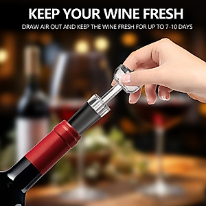 BGFOX 4 in 1 Electric Wine Bottle Opener Gift Set - Rechargeable Automatic Wine Bottle Corkscrew Opener with Wine Dispenser Aerator, Vacuum Stopper and Foil Cutter, Stainless Steel