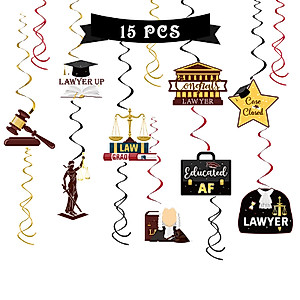 INNORU Congrats Lawyer Hanging Swirls Streamers, Foil Ceiling Lawyer Graduation Party Swirls Supplies, Law School Graduation Party Hanging Decorations Supplies 15 PCS