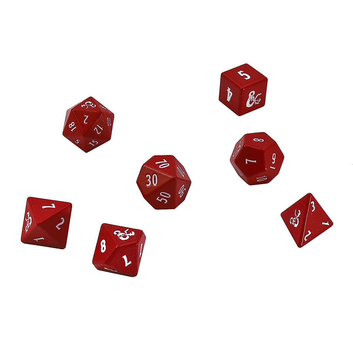 Heavy Metal Red and White RPG Dice Set for Dungeons & Dragons