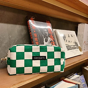 2Pcs Pencil Case Aesthetic Pen Pencil Pouch Cute Pencil Bag Large Pen Case Portable Pen Bag Big Capacity Pouch Organizer School Supplies for Teen Girls Boys Adults Small Makeup Bag (Green)