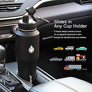 SENDESTAR Stainless Steel Water Bottle,2 (32 oz tumbler and 64oz beer gowler),Double Wall Vacuum Insulated Leak Proof, Wide Mouth Water bottle with Straw Lid or Spout Lid,Keep Liquids Hot or Cold