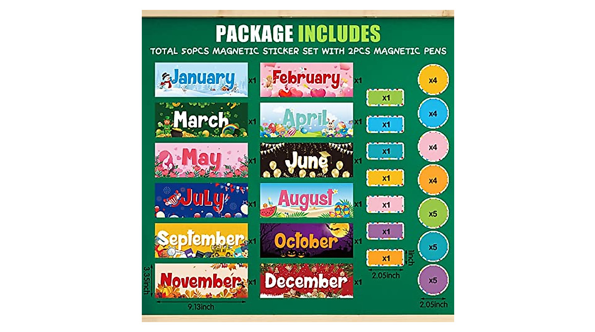 52 Pcs Magnetic Monthly Headliners for Classrooms