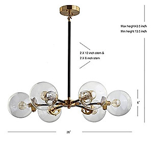 JONATHAN Y JYL9015A Caleb 6-Light 28" Brass Cluster Pendant, Contemporary, Modern, Transitional, Office, Living Room, Family Room, Dining Room, Kitchen, Bedroom, Foyer, Black/Brass Gold