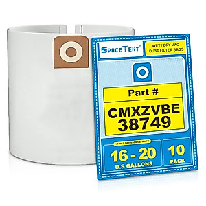 SpaceTent 10 Pack CMXZVBE38749 Shop Vac Bags for Craftsman 16 and 20 Gallon Wet/Dry Vacs, part # CMXZVBE38749 38749, General Purpose Vacuum Filter Bags