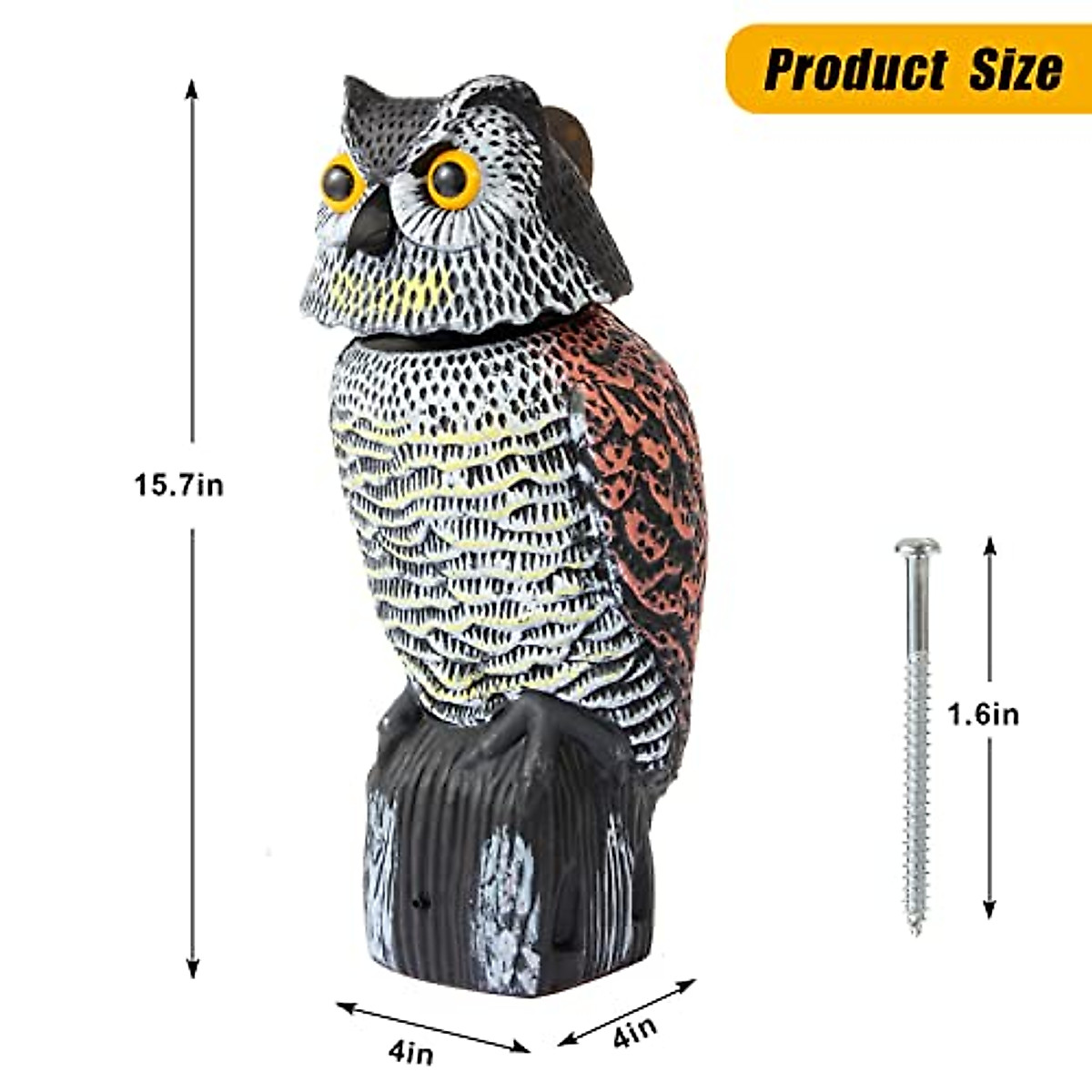 XYSFUZD Fake Owl Decor with Moving Head and Sound Plastic Garden Owl Statues