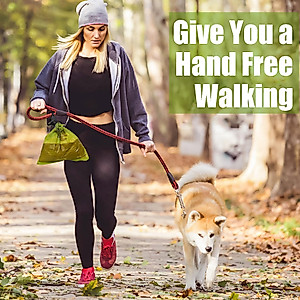 Dog Poop Bag Holder for Leash Dog Waste Bag Carrier Hand Free Walking Accessory Leash Attachment for Dog Poop Bag Dispenser, Durable, Black