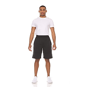 Spalding Mens Performance Regular Fit Fleece Sweat Short, 10" Inseam, Black, L