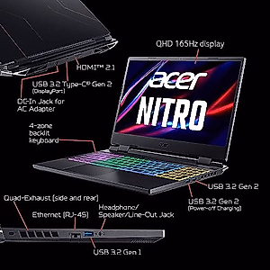 acer 2023 Newest Nitro 5 Gaming Laptop, 15.6" 165 Hz IPS Display, AMD Ryzen 7 6800H (8 core), NVIDIA GeForce RTX 3070 Ti, 32GB DDR5 RAM, 1TB SSD, Wi-Fi 6E, Backlit Keyboard, Windows 11 Home