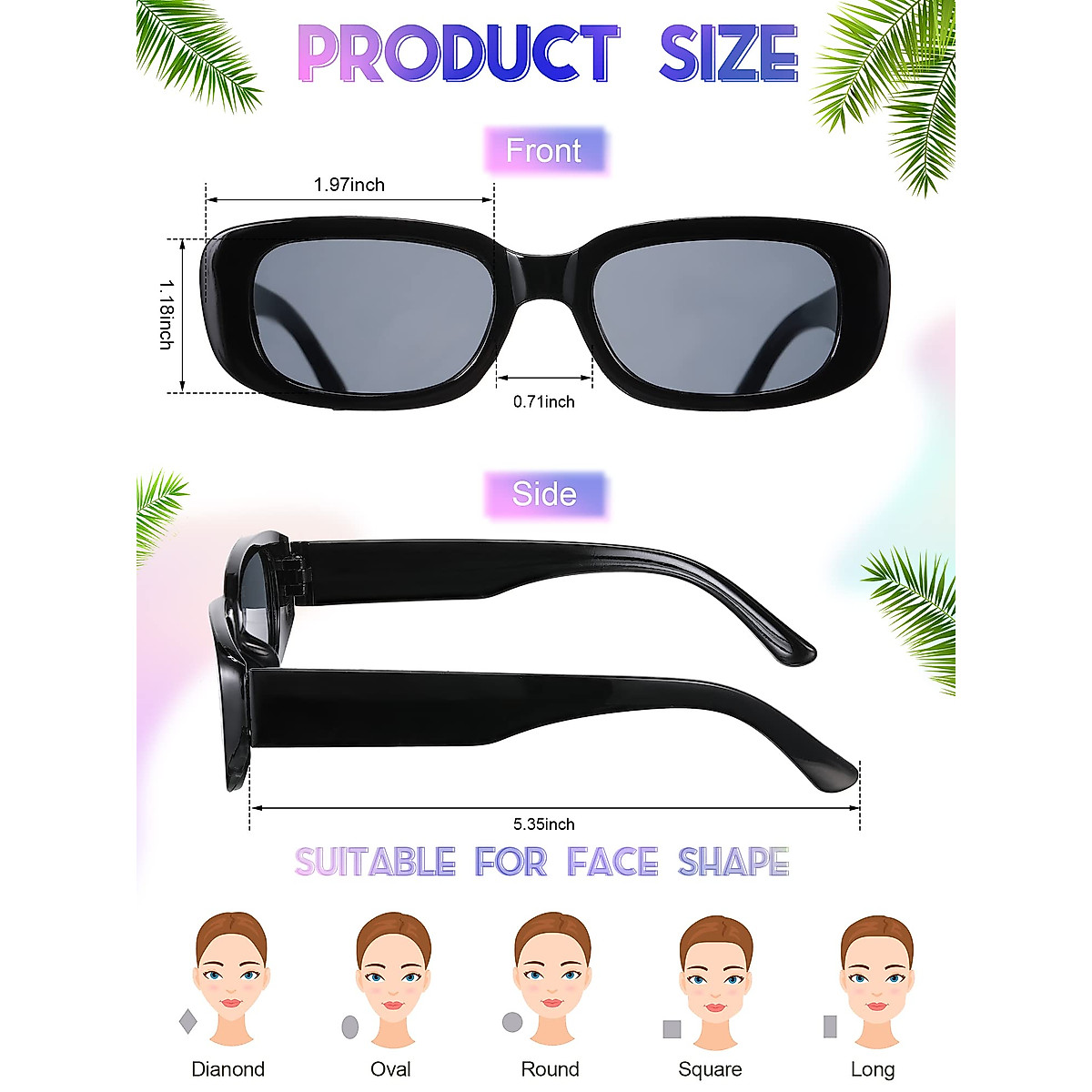 24 Pairs Rectangle Sunglasses y2k Sunglasses Small Square Sunglasse Retro Sunglasses for Women Men Neon Sunglasses Vintage Rectangular Narrow Sun Glasses Y2k Eyewear, 12 Styles