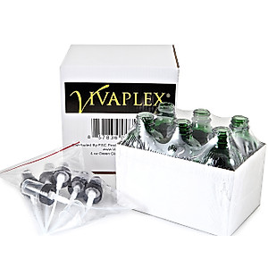 Vivaplex, 6 Glass Bottles with Black Fine Mist Sprayer, 4 oz, Green