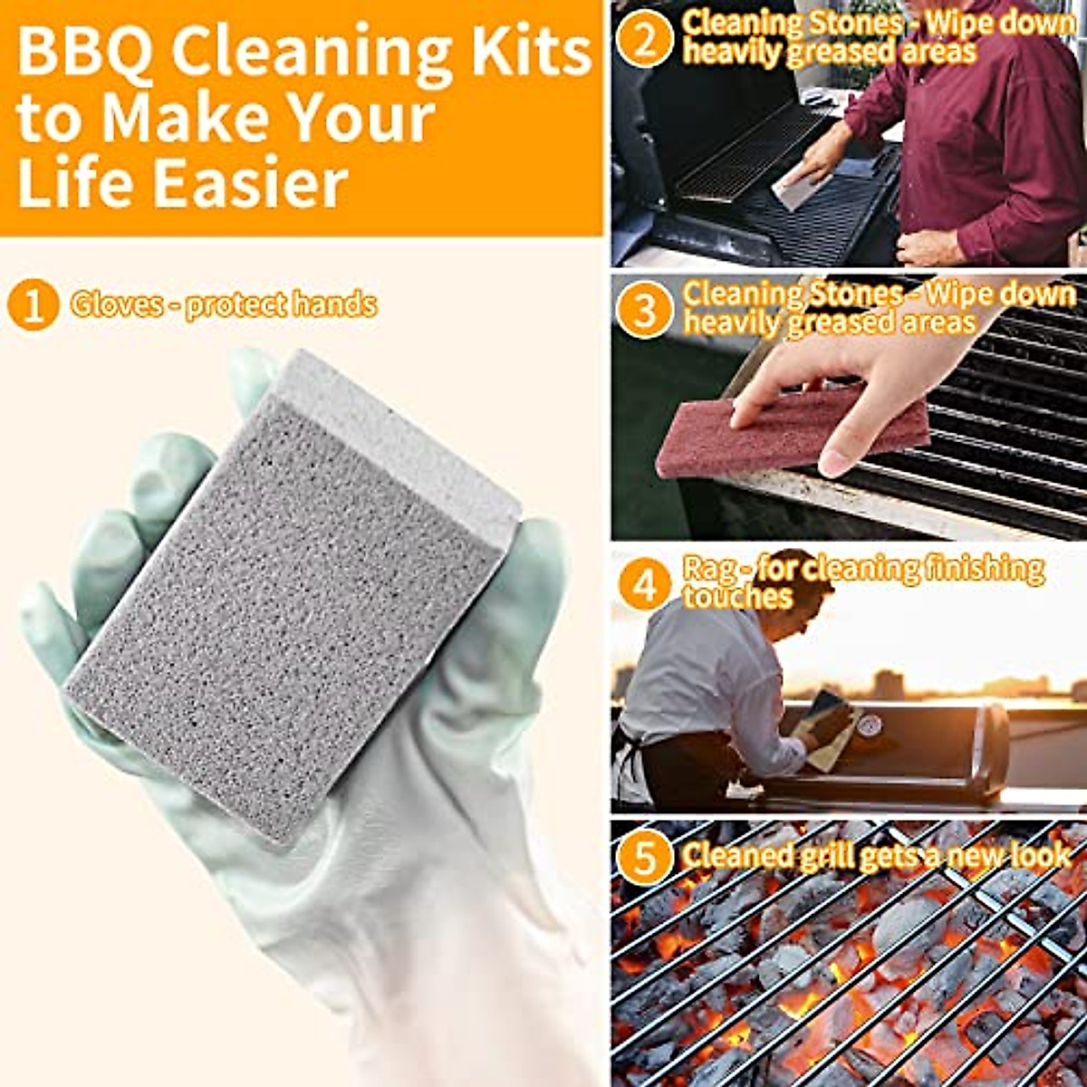 Heavy Duty Grill Cleaning Brick/Grill Stone Cleaning Block/Reusable Pumice Stone Cleaner Tool Cleans Flat Top Grills or Griddles Effectively