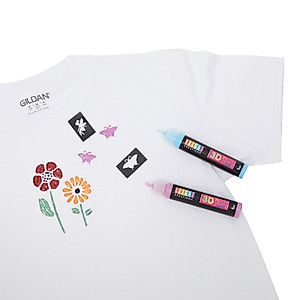 3D Fabric Paint 30 Colors with Sticker Stencils, Permanent Textile Paint Includes Neon, Metallic, Glitter for Clothing