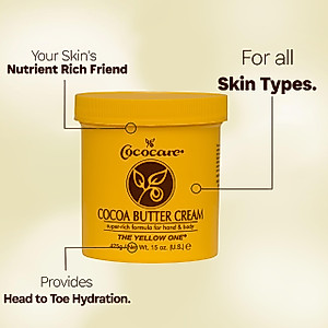 COCOCARE Cocoa Butter Cream - Hydrates and Softens Skin - Rich Cocoa Butter for Deep Moisture - Gentle Care - 15 Ounce