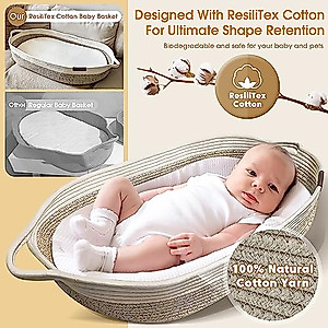 meloom Baby Changing Basket with Pads and Safety Belt, Thick Foam Pad with Wipeable Water-Resistant Pad Cover, Moses Basket Changing Table Topper Changing Pad