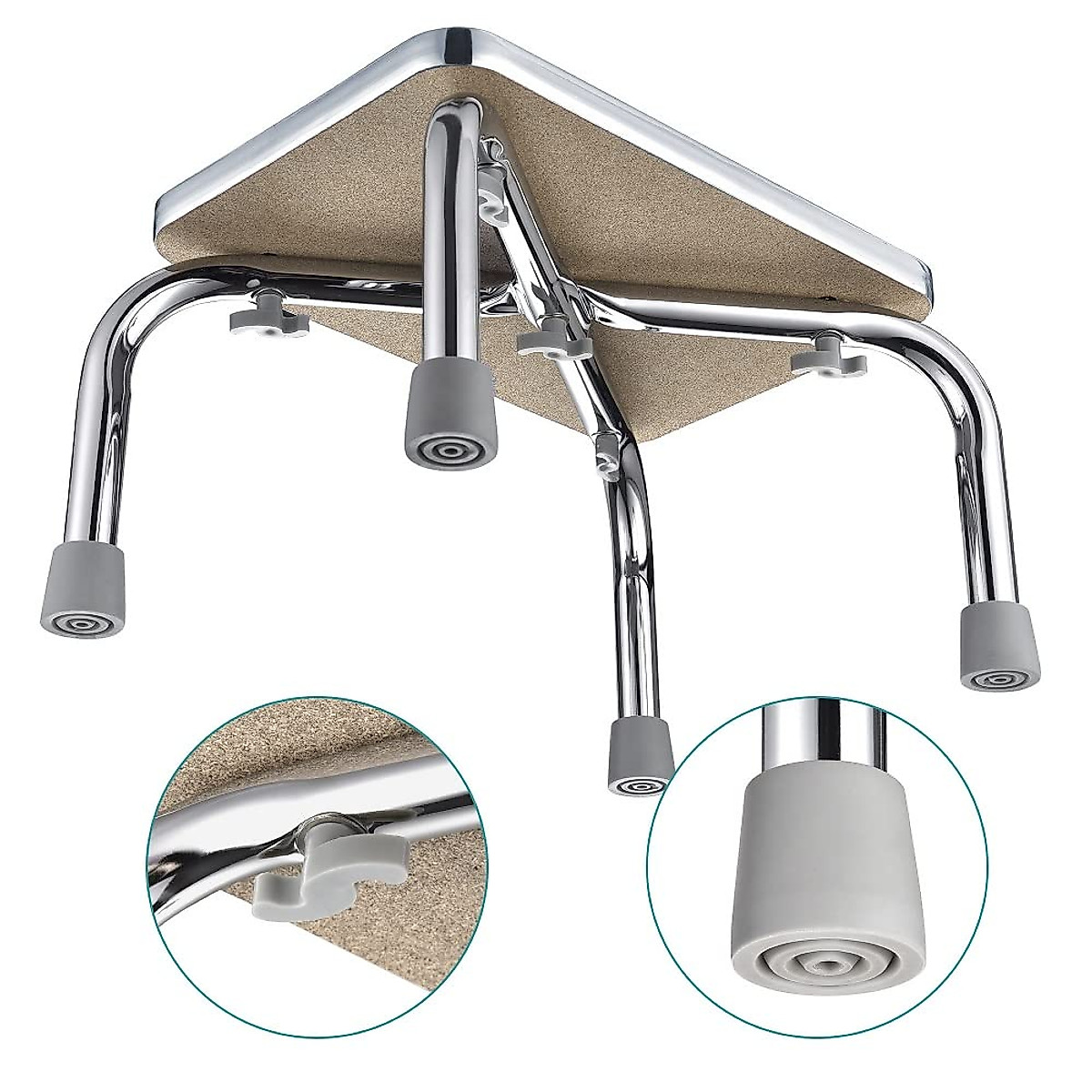 Medical Foot Step Stool Anti-Skid Rubber Platform Chrome-Plated Steel Frame 500Lbs Capacity for Adults Kids to Use at Home Bathroom Kitchen Clinics Laboratories (Without Handle)