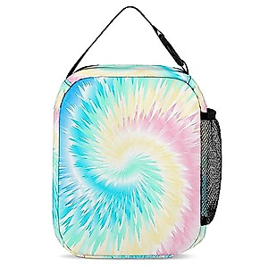 Mrokouay Custom School Backpack with Lunch Bag Pencil Case Colorful Tie Dye Personalized 3 in 1 Bookbags Set Customization Backpack for Girls Boys