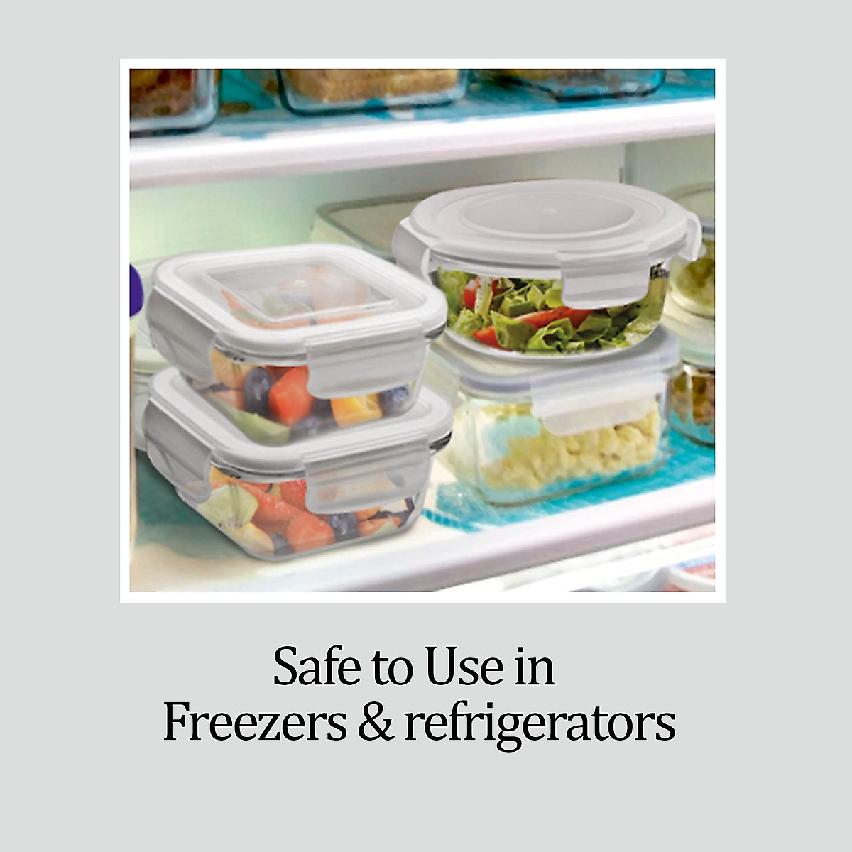 Treo By Milton Hi Borosilicate Clip Fresh Square Container, Set of 2, 800 ml Each, Transparent | Air Tight | Microwave Safe | Oven Safe | Refrigerator Safe | BPA Free | Stackable | Dishwasher Safe