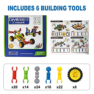 Caferria Kids Building Kit STEM Toys, 110 Pcs Educational Construction Engineering Building Blocks DIY Learning Set for Ages 3-10 Year Old Boys Girls, Best Gift for Children Creative Games Fun Play