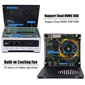 BASOARO Windows 11 Pro Micro Computer, Mini Desktop PC i7 9750H, 16G DDR4 RAM 1TB SSD, Mini PC, Gigabit LAN, HD, DP, USB3.0, BT, Dual Band WiFi, Small Desktop PC for Office