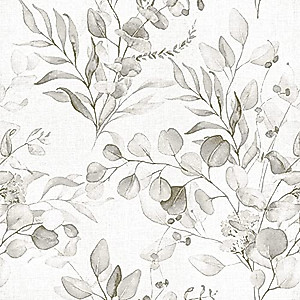Floral Wallpaper Peel and Stick Wallpaper for Bedroom Grey Floral Wallpaper Boho Contact Paper for Cabinets Removable Wallpaper Self Adhesive Textured Wallpaper Leaf Vintage Wallpaper Vinyl17.3"X78.7"