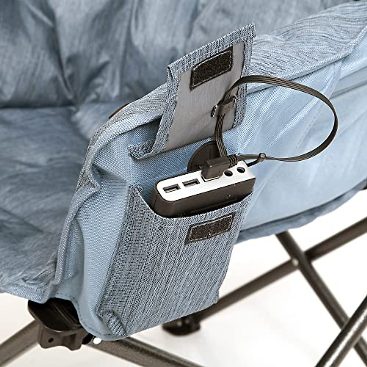 MacSports Heated Cushion Folding Lounge Patio Club Camping, Picnic, Outdoor Activities | Battery NOT Included Chair, Teal