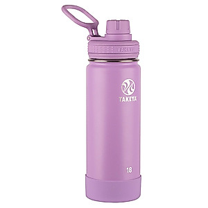 Takeya Actives Insulated Stainless Steel Water Bottle with Spout Lid, 18 Ounce, Midnight Blue & Actives Insulated Stainless Steel Water Bottle with Spout Lid, 18 oz, Lilac