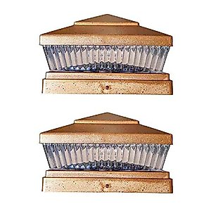 2 Pack Garden Sunlight Plastic Copper 6x6 Outdoor 5 LED 78lumens Solar Light Post Cap Light