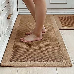 LUFEIJIASHI Kitchen Rugs and Mats Non Skid Washable Set of 2 PCS Absorbent Kitchen Runner Rugs Farmhouse Kitchen Floor Mats for in Front of Sink 20"x32"+20"x48"