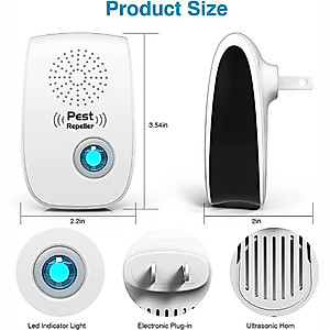 Toyukia 2023 Upgraded Dual Ultrasonic Pest Repeller 6 Pack, Electronic Pest Repellent, Pest Control Plug in for Insects, Roach,Mice,Spider, Mosquito Used for Home,Office etc