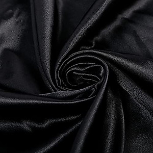 Mannice Women's Silk Satin Pajama Set Summer Short Sleeve Sleepwear Button Down PJs Black