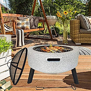 NEWCES Safety Certification Luxury Tripod Grill Wood Burning Barbecues/BBQ Grills/Fire Pit Table Charcoal Barbeque Grills Garden Heater Fire Bowls Multi-Purpose Smoker BBQ Grill