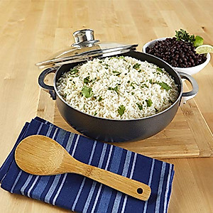 IMUSA USA 3.2-Quart Nonstick Charcoal Caldero (Dutch Oven) with Glass Lid,Black