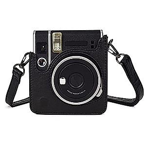 Phetium Instant Camera Case Compatible with Instax Mini 40,PU Leather Bag with Pocket and Adjustable Shoulder Strap (Black)