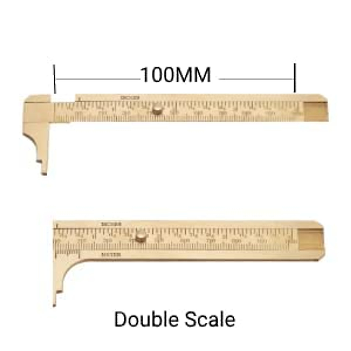 Handy Sliding Gauge Double Scales Vernier Caliper Ruler Measuring Tool mm/inch Brass Pocket Ruler 100mm