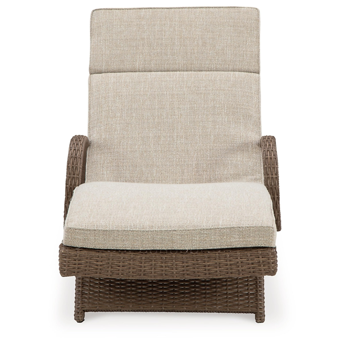 Signature Design by Ashley Beachcroft Outdoor Chaise Lounge with Cushion, 30" W x 79" D x 40" H, Dark Brown & Beige