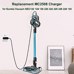 Charger for Eureka NEC222 MC2508A Cordless Vacuum Cleaner NEC122 NEC124 NEC126 NEC220 NEC229 NEC228 NEC226 NEC120 Replacement Eureka Vacuum MC2508A Charger Cord