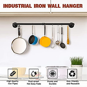 Varsoul Wall Mounted Clothes Rack - 48" Clothing Garment Rack, Space-Saving Heavy Duty Detachable Iron Clothes Hanger Pole, Multi-Purpose Hanging Rod for Closet Storage