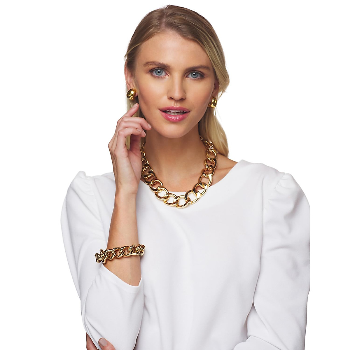 Kenneth Jay Lane Women's Polished Gold Large Links Chain Necklaces or Bracelets