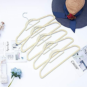 NesTidy Ladies Velvet Hangers 60 Pack, 16.5" Non-Slip Felt Hangers with Swivel Hook, Space Saving Hangers Flocked Hangers for Coats, Sweaters, Jackets, Pants & Dress Clothes(Ivory)