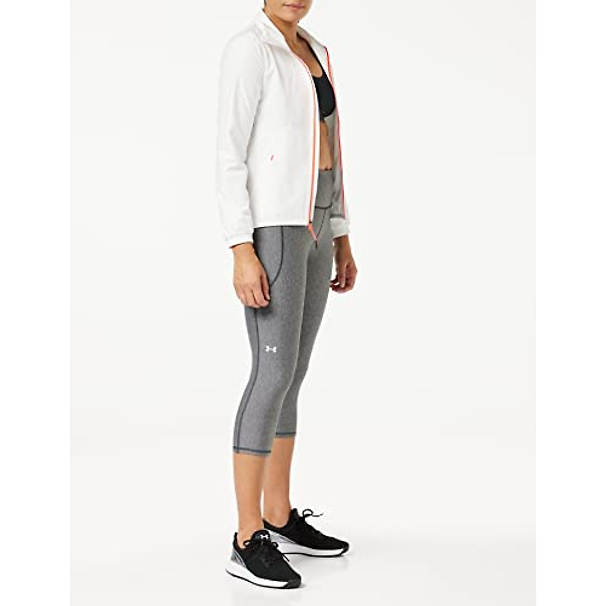Under Armour Women's HeatGear Armour High Waisted Pocketed No-Slip Capri Leggings , Charcoal Light Heather (019)/White , Medium Short